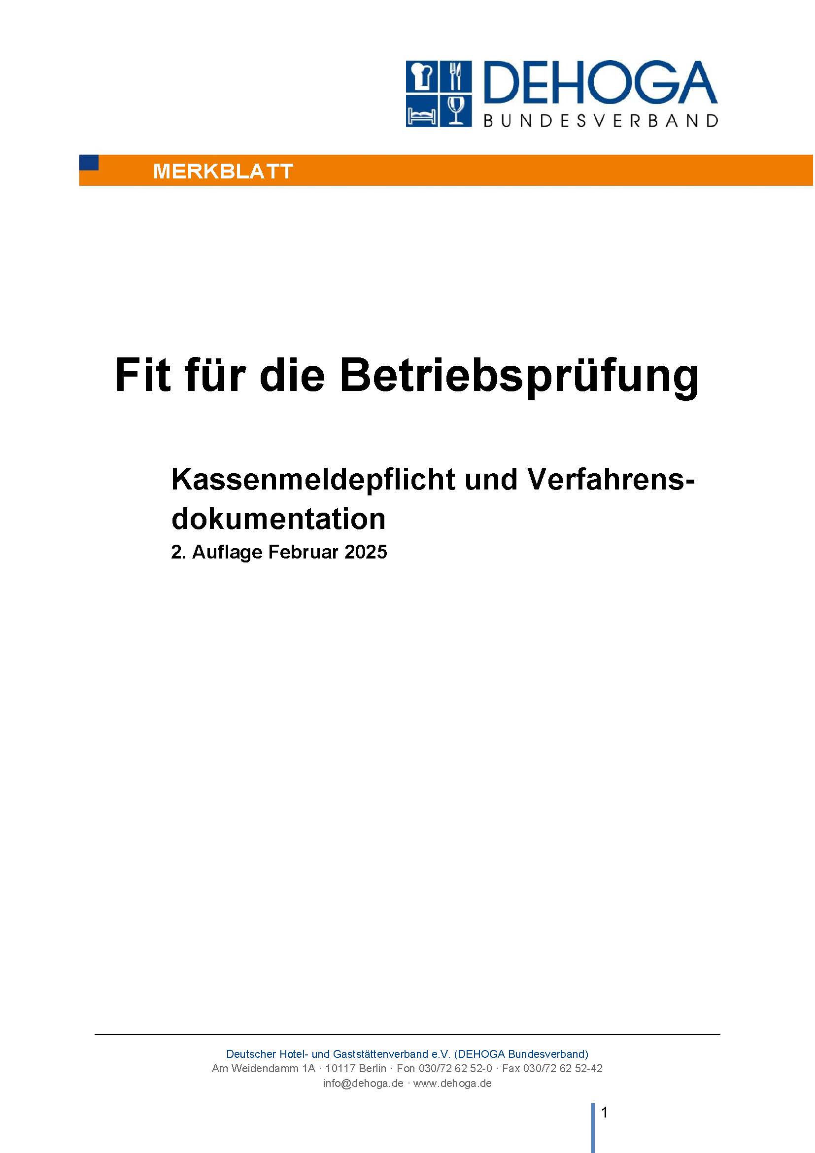 DEHOGA Shop | DEHOGA Merkblatt Verfahrensdokumentation PDF | online kaufen